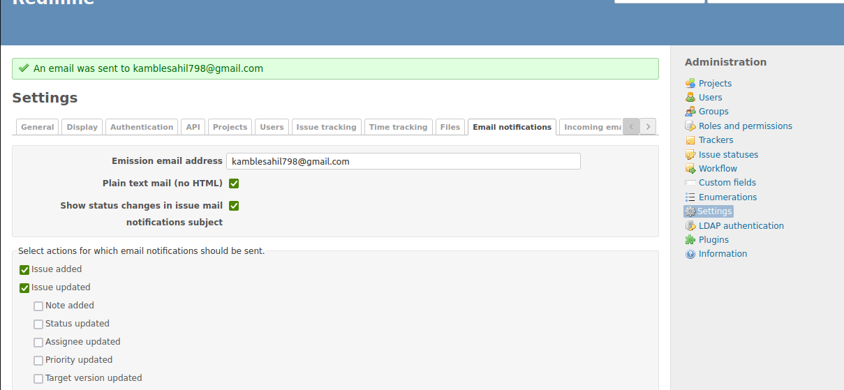 Defect #40163: smtp gmail configuration is not working for redmine set up - Redmine